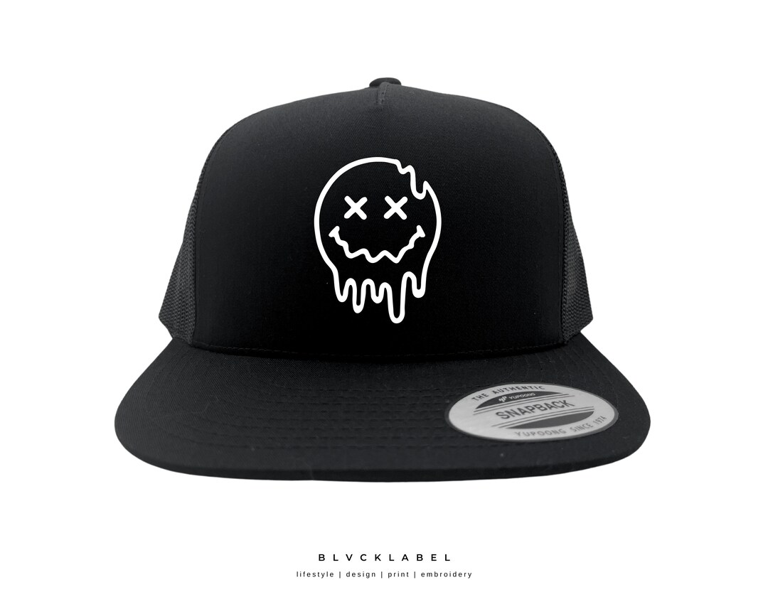 Melted Face Snapback | Trucker Mesh Hat | Mesh Hats | Melty Face Design ...
