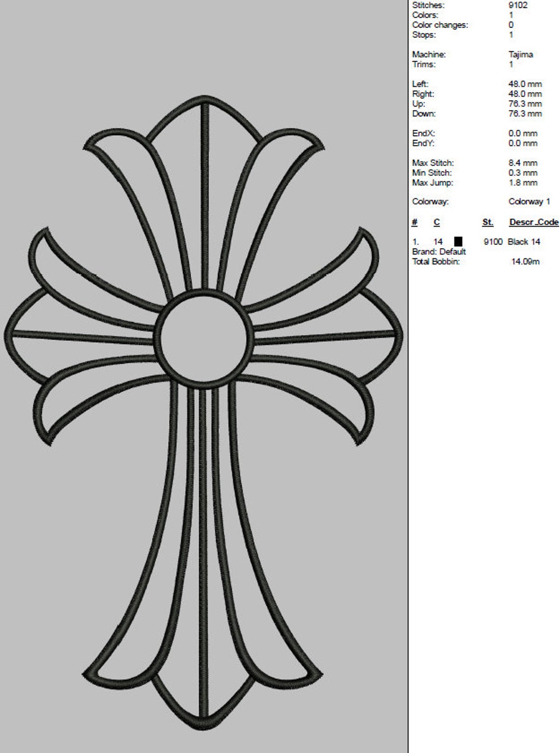Cross Outline Embroidery Design: DST File (digital Download) for ...