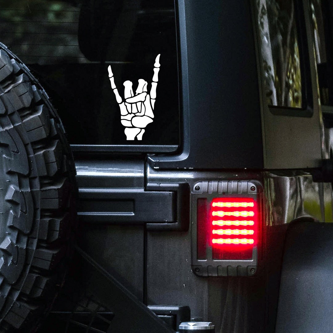 Rocker Hand Skeleton Bone Vinyl Decal: Car, Mug, Wall Art - Etsy