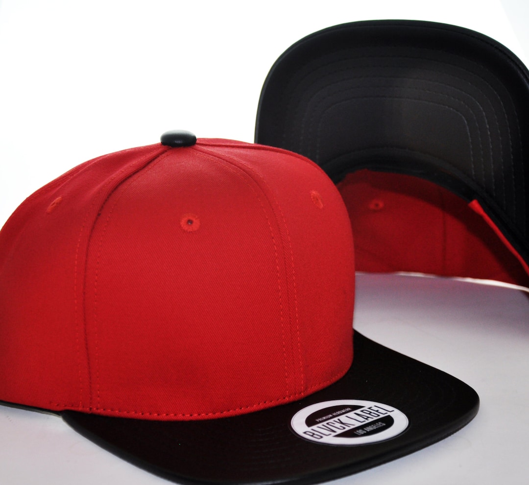 Red and Black Hat - Custom Embroidery - Your Text Here - 6 Panel ...