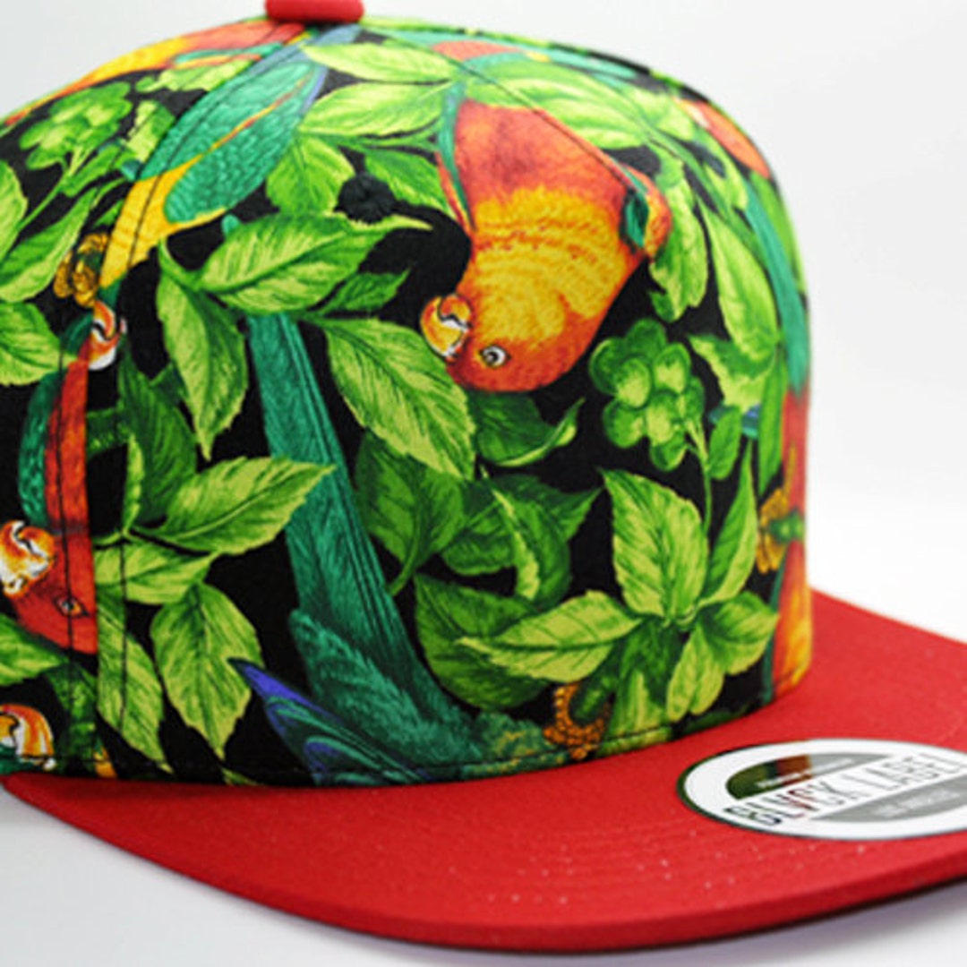 Custom Parrot Snapback - Colorful Birds - 5 Panel Hat- Custom ...