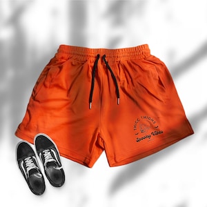 Thicc Thighs Spooky Vibes Orange Mesh Shorts | Skull Hoochie Daddy Gym ...