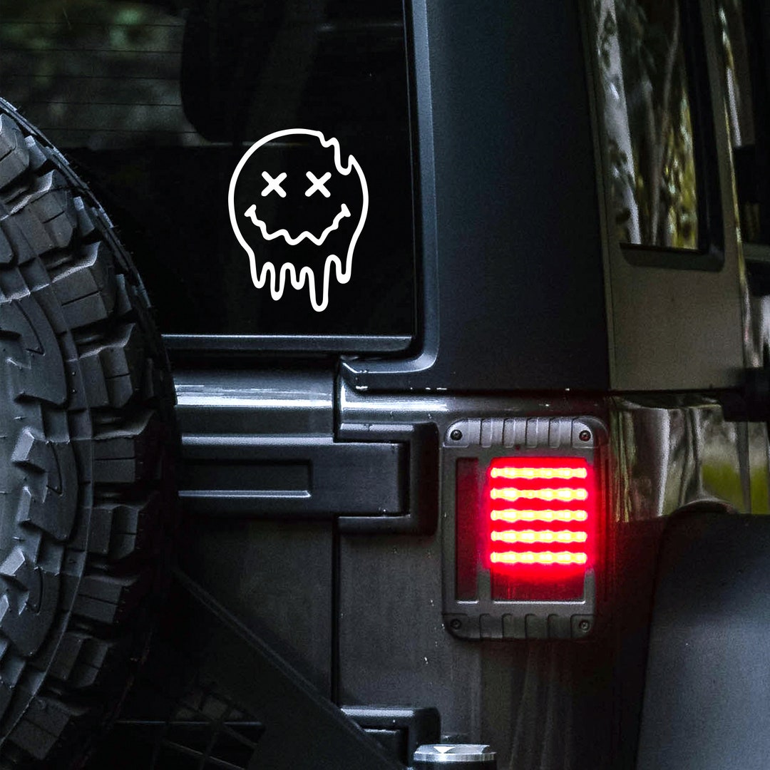 Melted Smile Face Sticker | Trippy Face Decal | Vinyl Sticker for Mugs ...