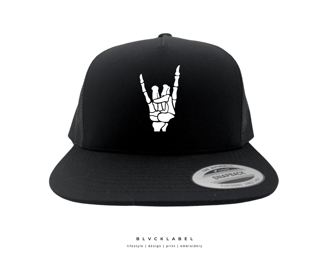 Rocker Skeleton Hand Snapback | Rocker Trucker Hat | Halloween Hat ...