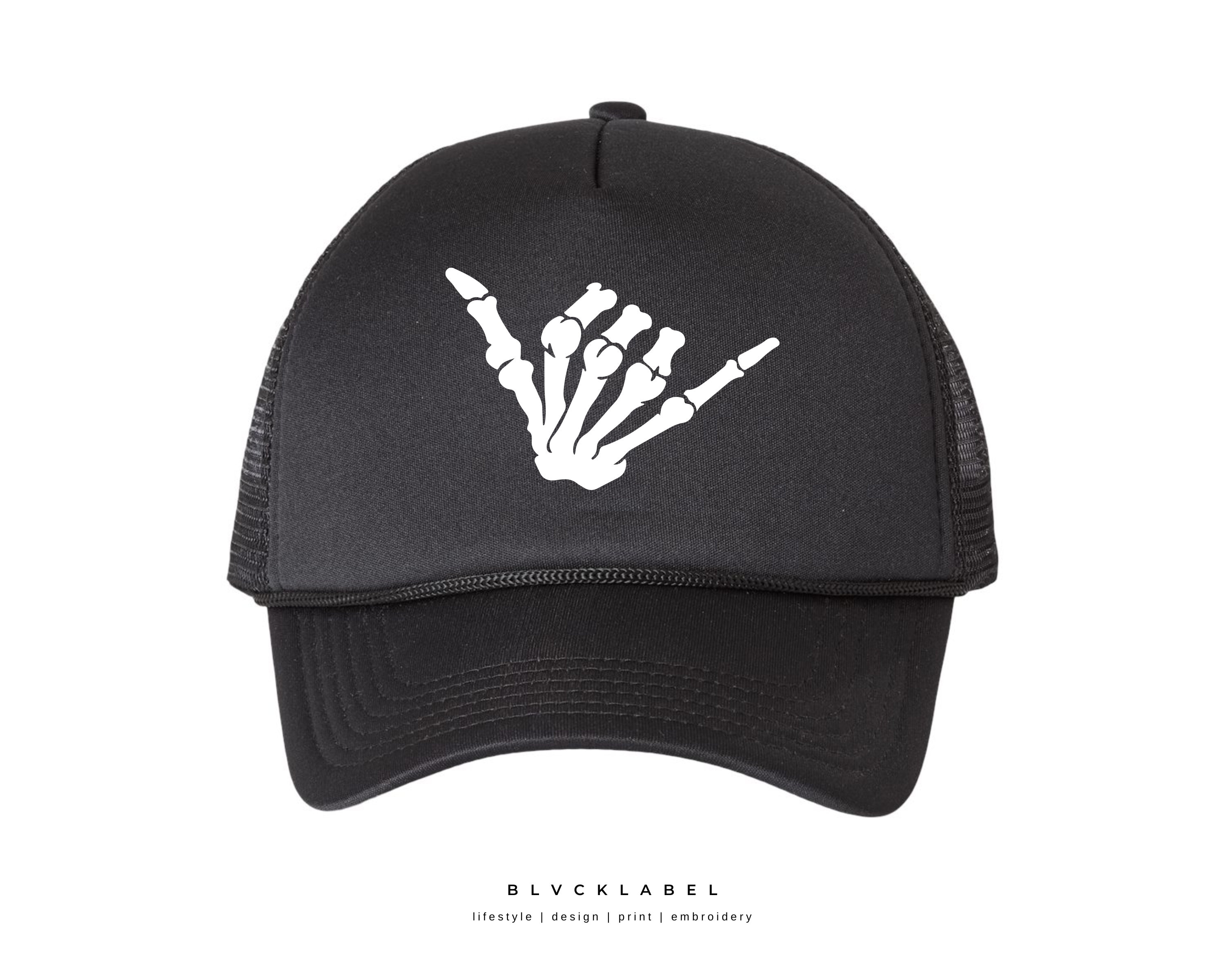 Shaka Skeleton Hand Sign Mesh Hat Snapback | Hang Loose Shaka Hands ...