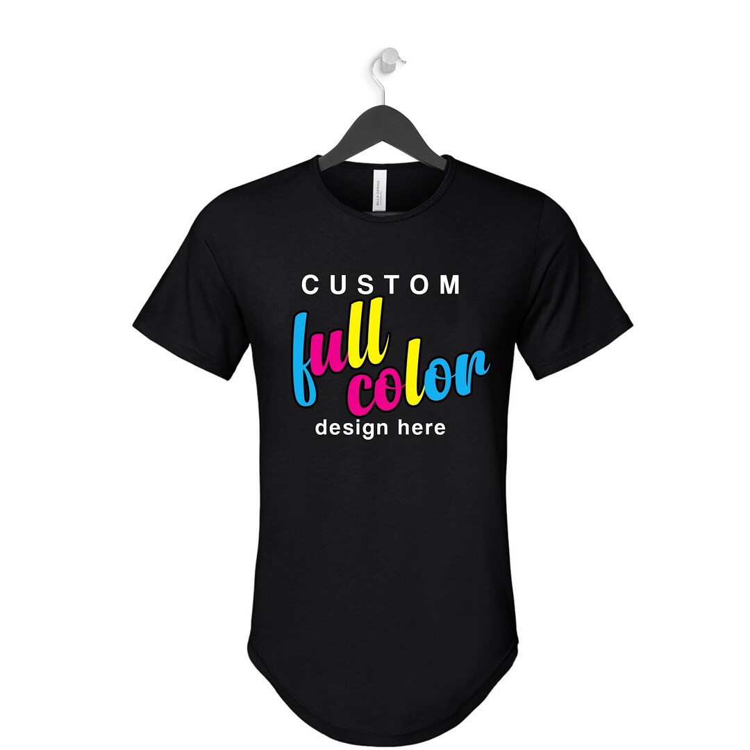 Custom Full Color - Curve bottom hem Tee- Scallop T-shirt - Your Logo ...