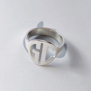 Two Initials Ringgold Circle Block Monogram Ring3 Initials - Etsy