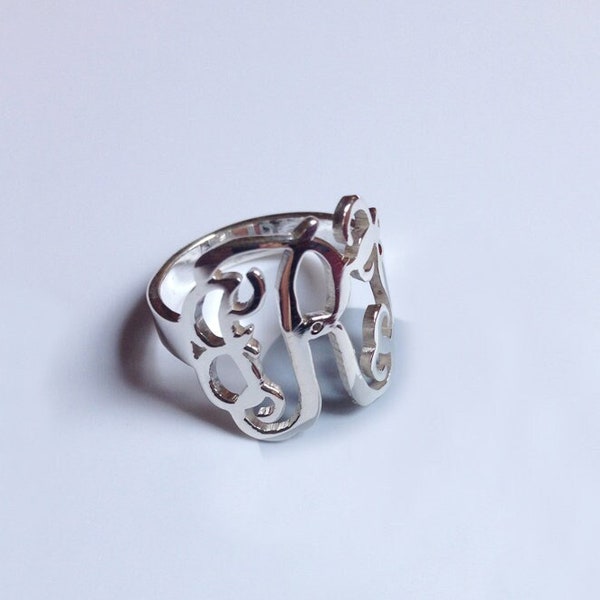Sterling Monogram Ring - Etsy