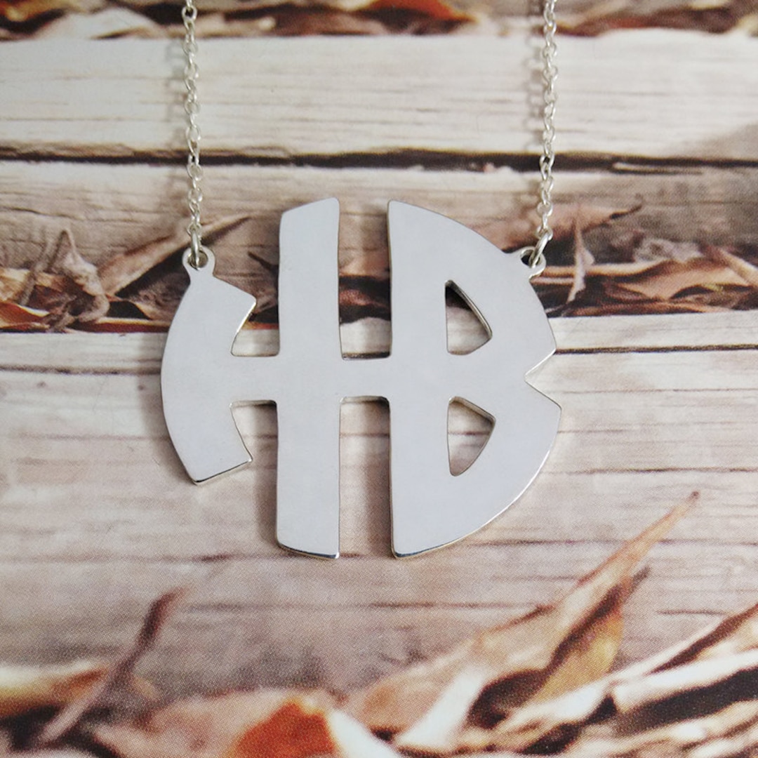 Circle Two Letter Monogram Necklace,silver Monogram Necklace,2 Initial ...