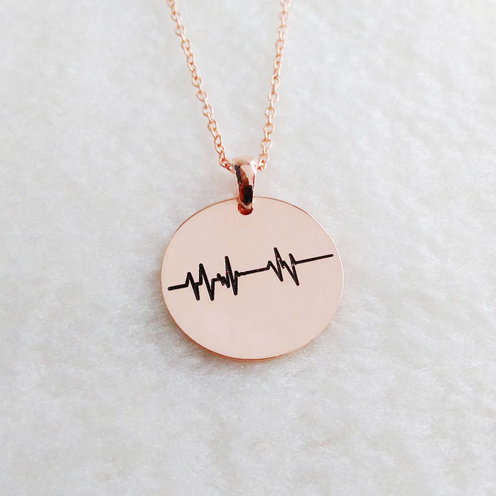 ECG Necklacepersonalized Heartbeat Necklacebeating Heart - Etsy