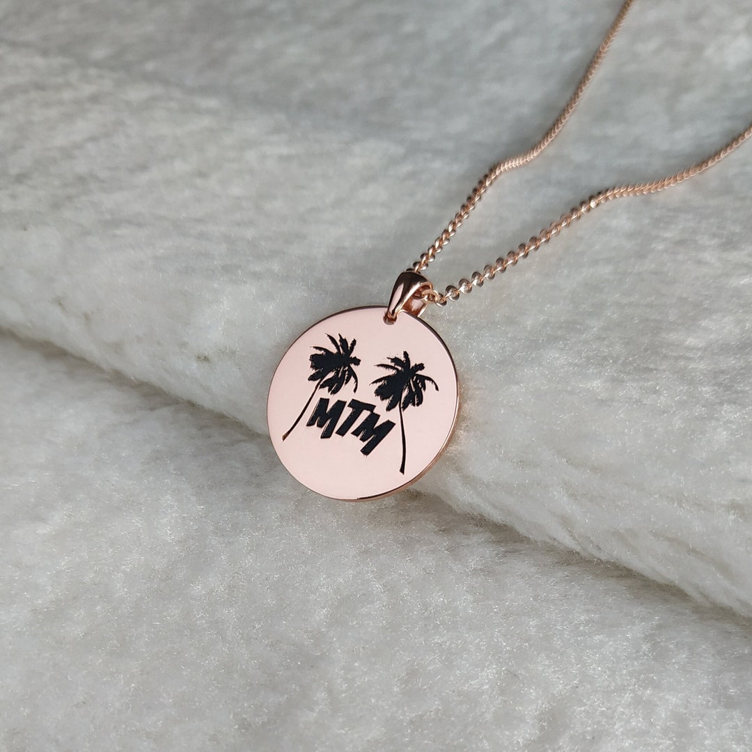 Miami Symbol Necklace,miami Beach Necklace,miami Palm Necklace,sun and ...