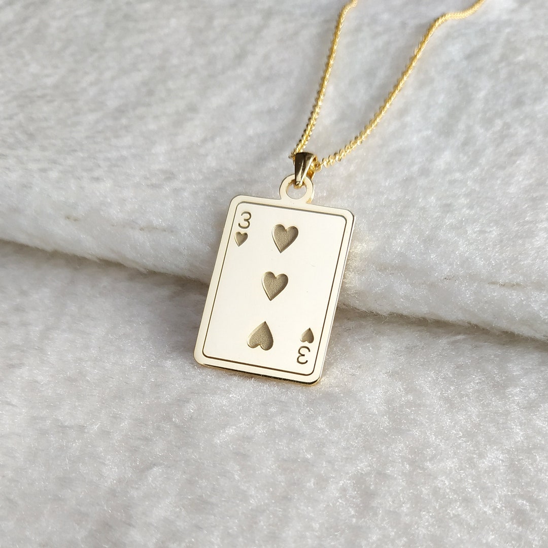 Three of Hearts Necklace,six of Clubs Necklace,five of Heart Necklace ...