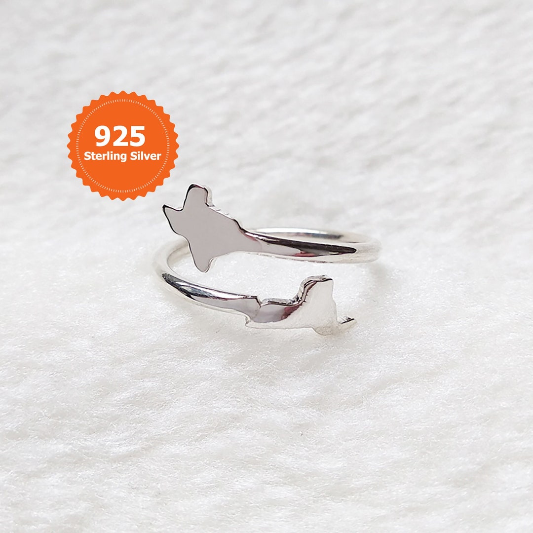 Personalized Any States Ring,double State Ring,country Rings Silver,two ...