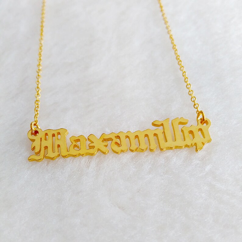 Gold Old English Name Necklace,personalized Name Necklace,gold Name ...