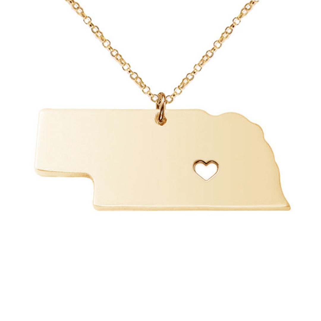 Nebraska State Necklace, NE State Necklace, Nebraska State Charm ...