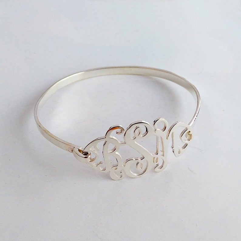 Sterling Silver Monogram Bracelet,3 Initial Monogram Bracelet,1.5 Inch ...