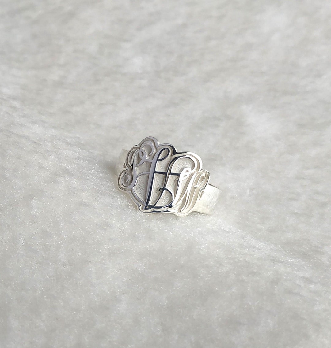 Embossed Logo Ring,embossed Monogram Ring,embossed Initials Ring ...