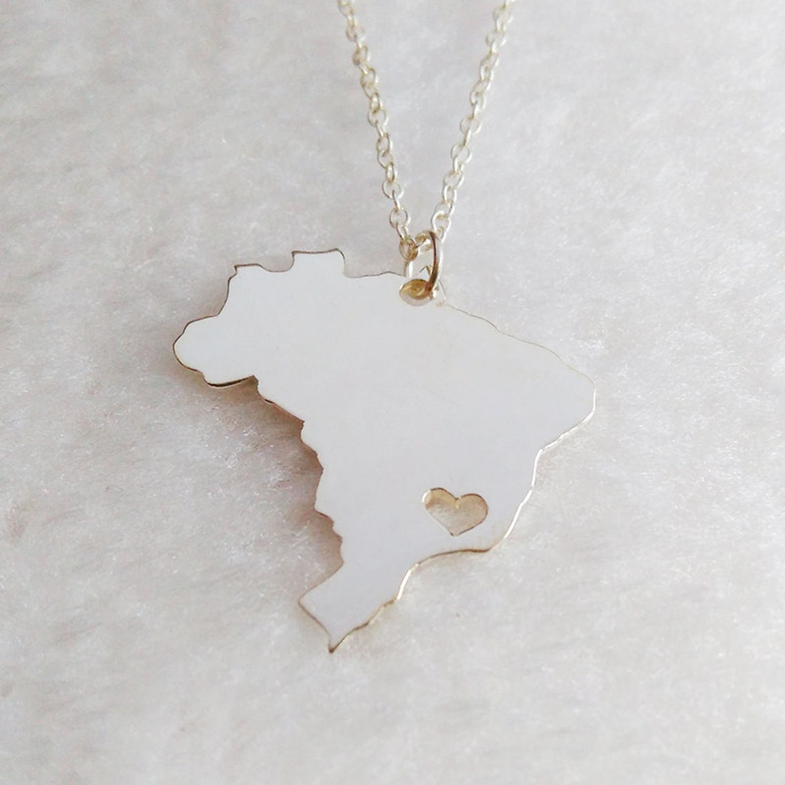 Brazil Map Necklaceokinawa Necklacepersonalized Map - Etsy