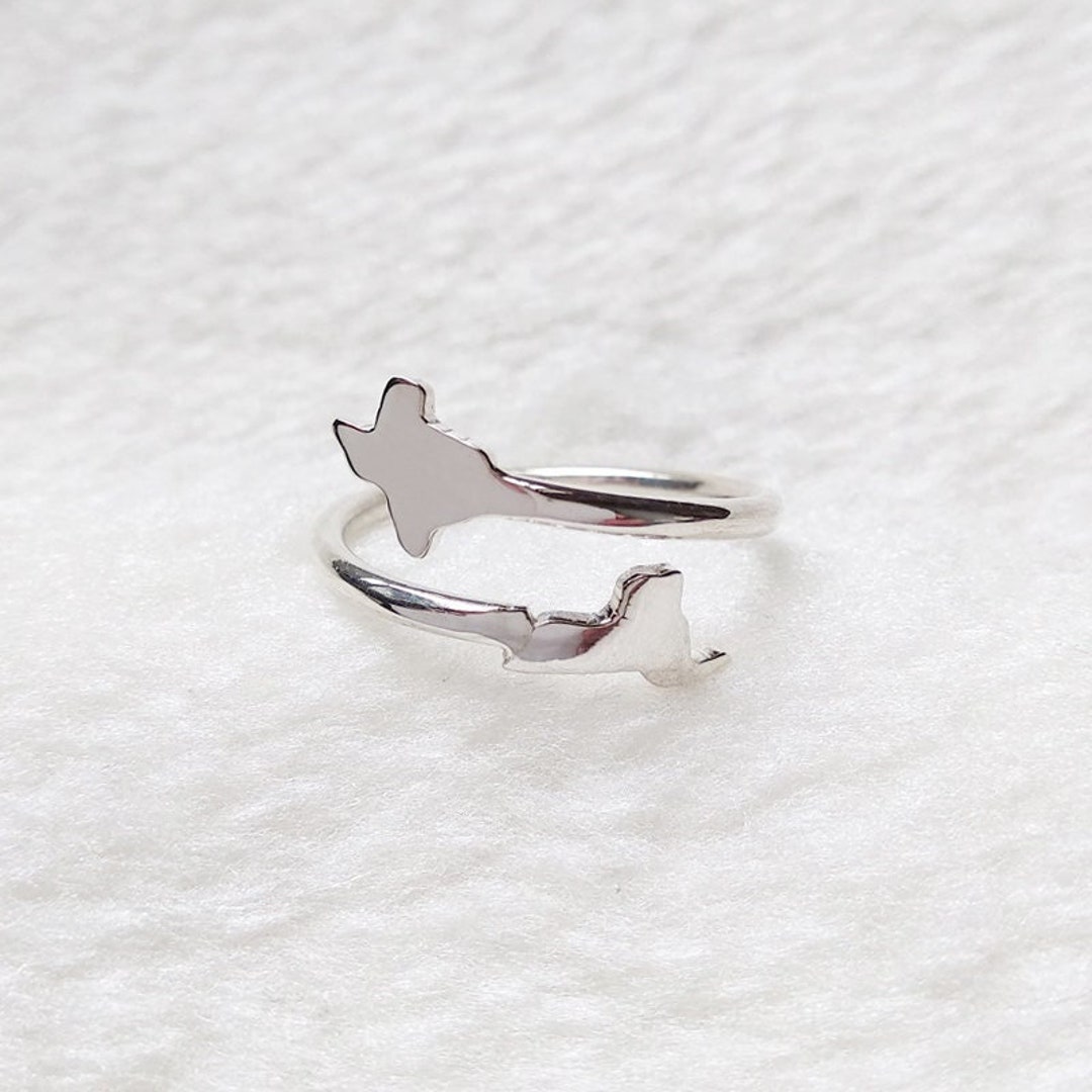 Personalized Any States Ring,double State Ring,country Rings Silver,two ...