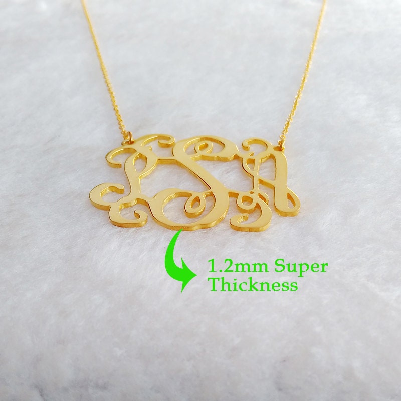 Gold Monogram Necklacegold Monogram Initial - Etsy