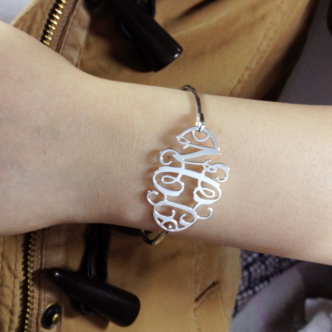 Monogram Bracelet,3 Initial Monogram Bracelet,custom Bracelet,1.5 Inch ...