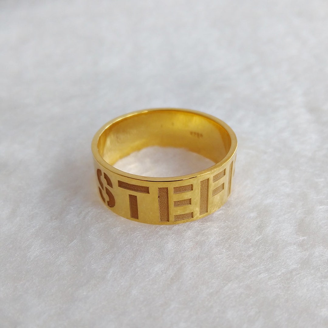 Spray Paint Font Ring,personalized Name Ring,modern Letters Ring,gold ...