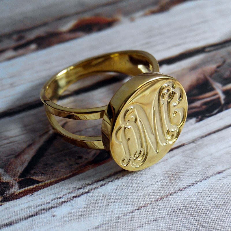 Monogram Ring - Etsy