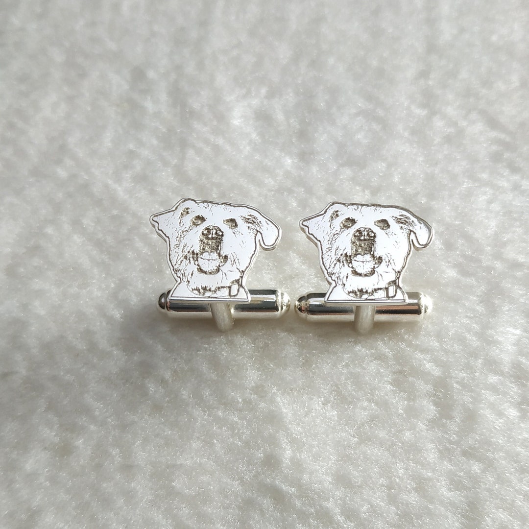 Custom Dog Portrait Cufflinks,dog Cufflinks,custom Pet Cufflinks Silver ...