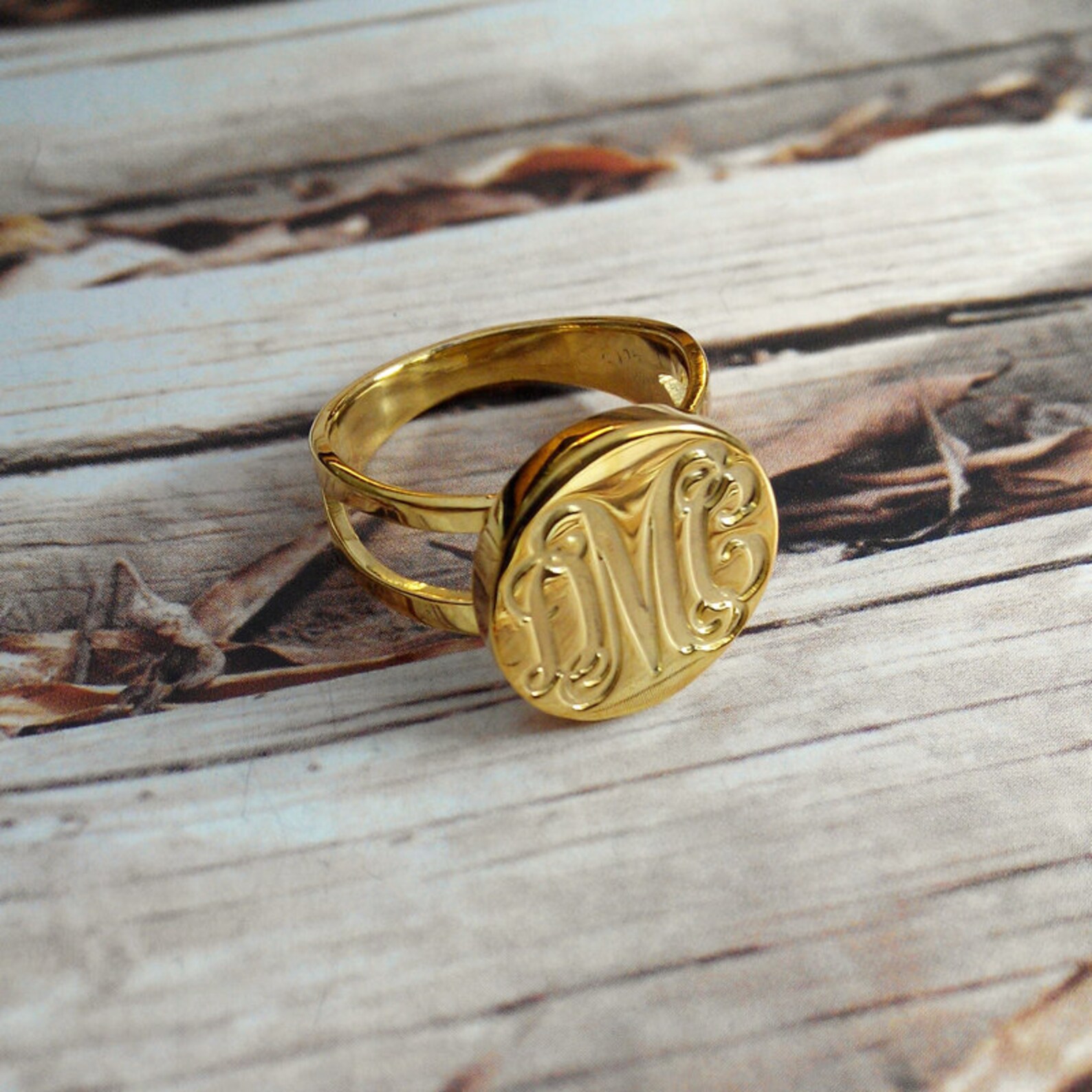 Engraved Monogrammed Ringgold Monogram Ringpersonalized Name - Etsy