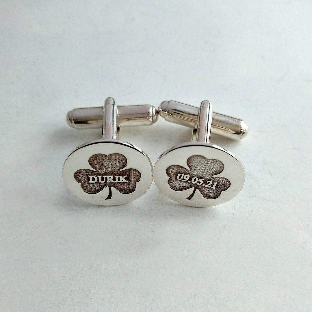 Good Luck Cufflinks,shamrock Name and Date Cufflinks,personalized ...