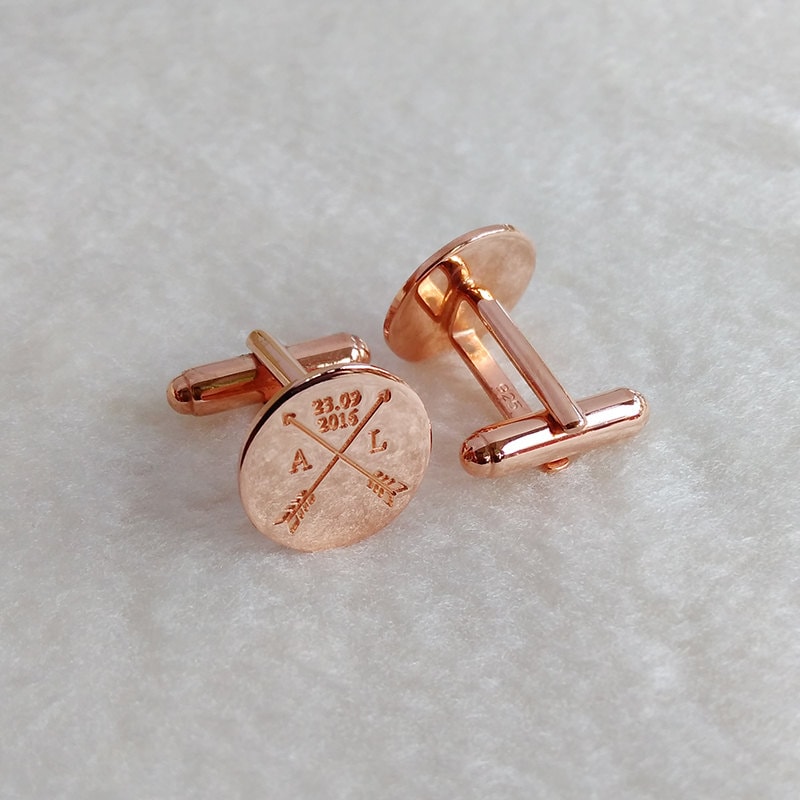 Crossed Arrows Wedding Cufflinks,arrows Date and Initials Cufflinks ...