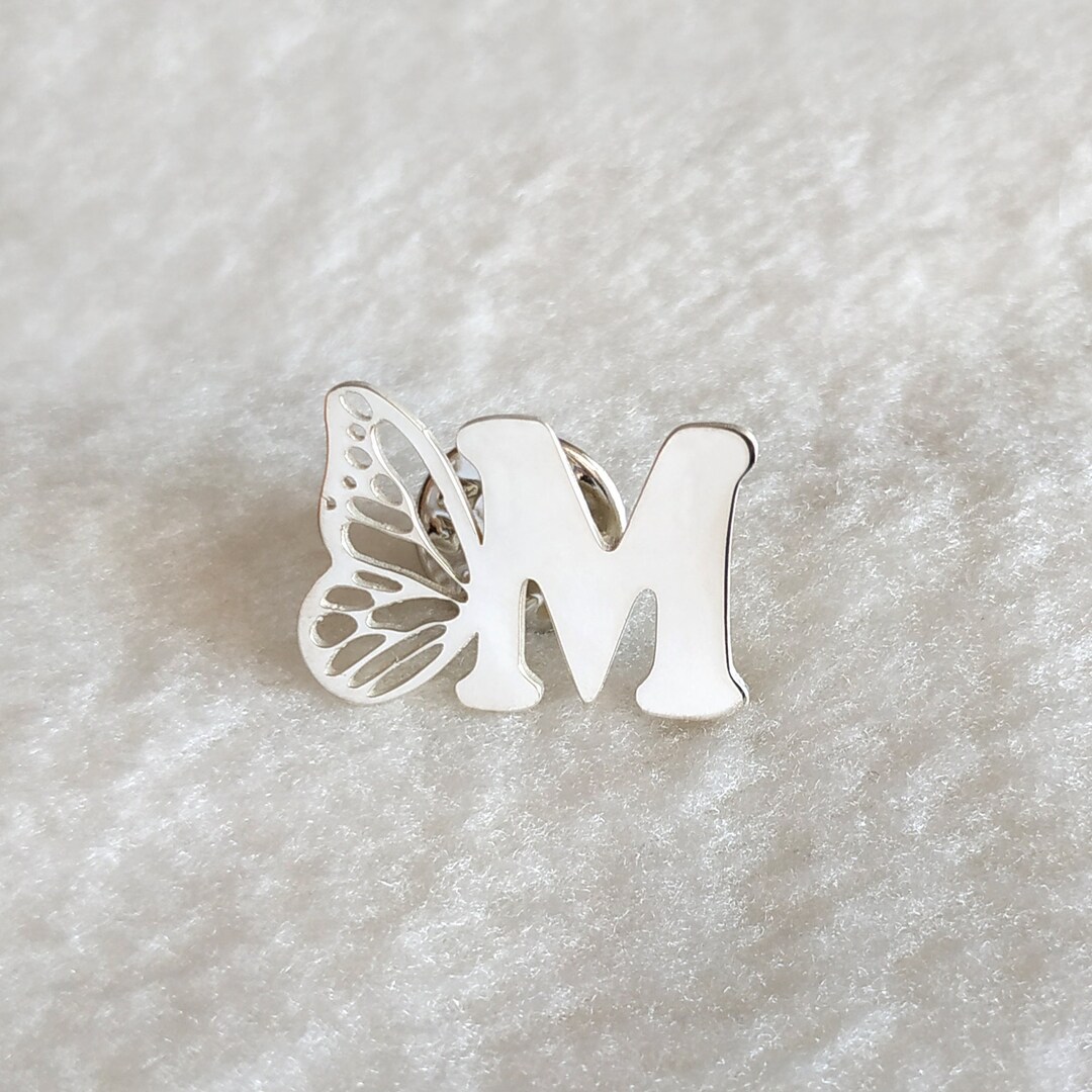 Letter Butterfly Lapel Pin,butterfly Lapel Pins,personalized Butterfly ...