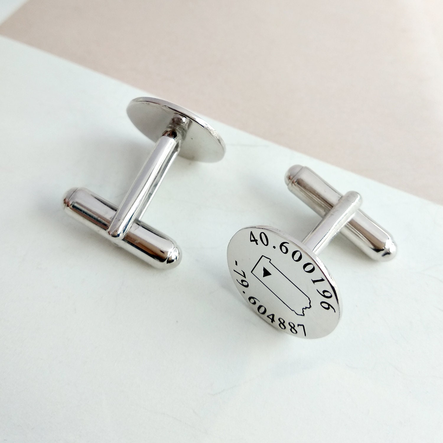 Personalized Latitude Longitude Cufflinks,silver States Cufflinks ...