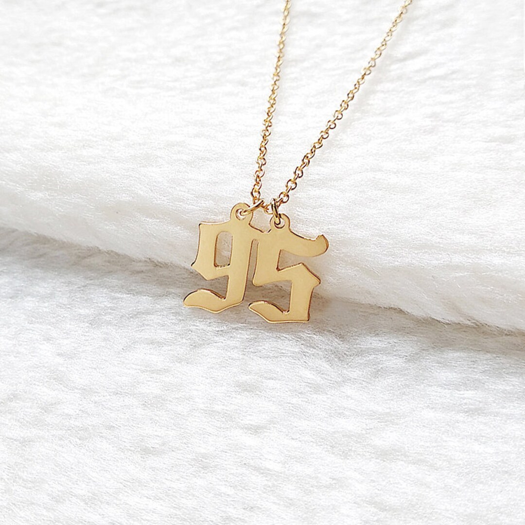 Birth Year Necklace,personalized Number Necklace,old English Number ...