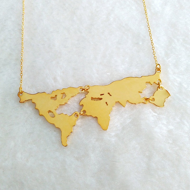 Gold World Map Necklace,personalized Earth Jewelry,mother Earth ...