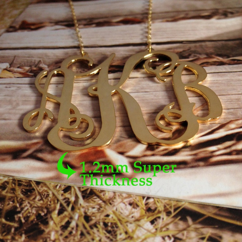 Letter Monogram Necklacegold Monogram Necklace3 Initial - Etsy