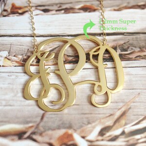 3 Initials Gold Monogram Necklace,personalized Monogrammed Nameplate ...