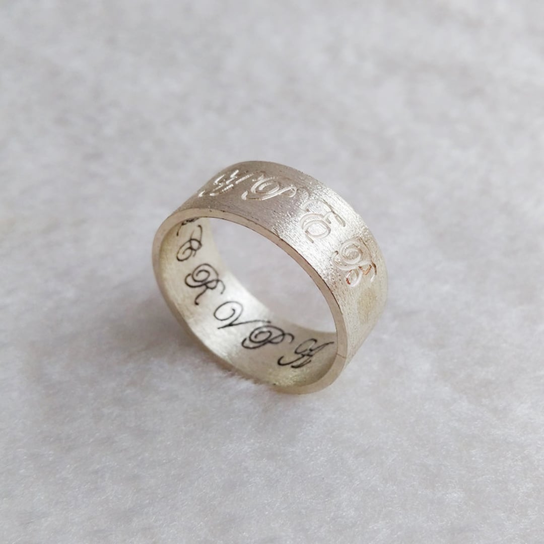 Brushed Silver Ring,edwardian Ring Silver,personalized Name Ring ...