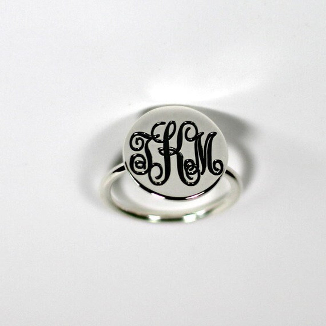 Sterling Silver Monogram Ring,initial Ring,personalized Name Ring,nameplate Ring, Engraved ...