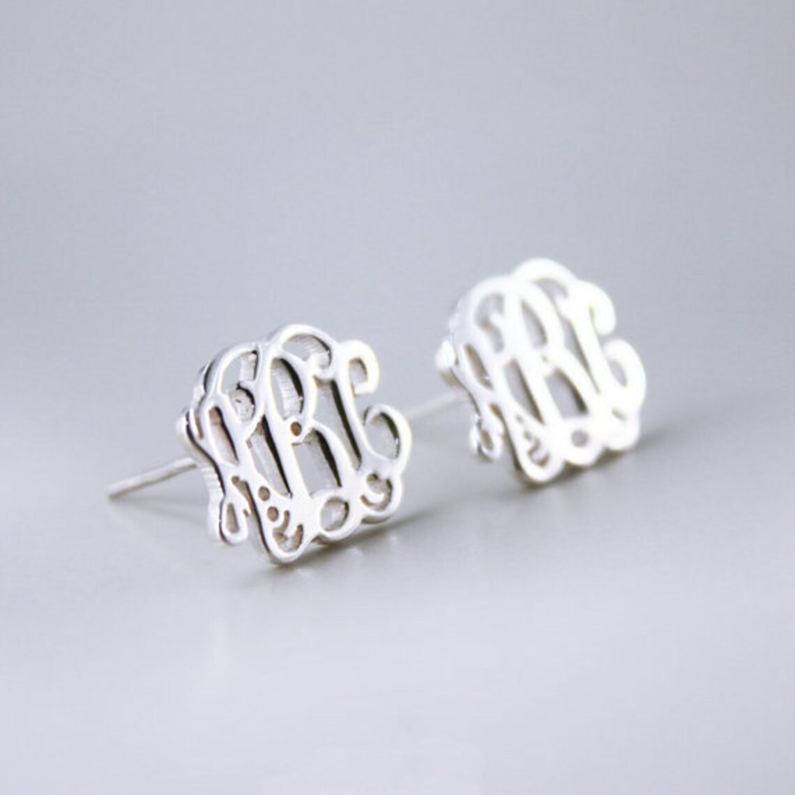 Sterling Silver Monogram Earringspersonalize Earings Any 3 - Etsy