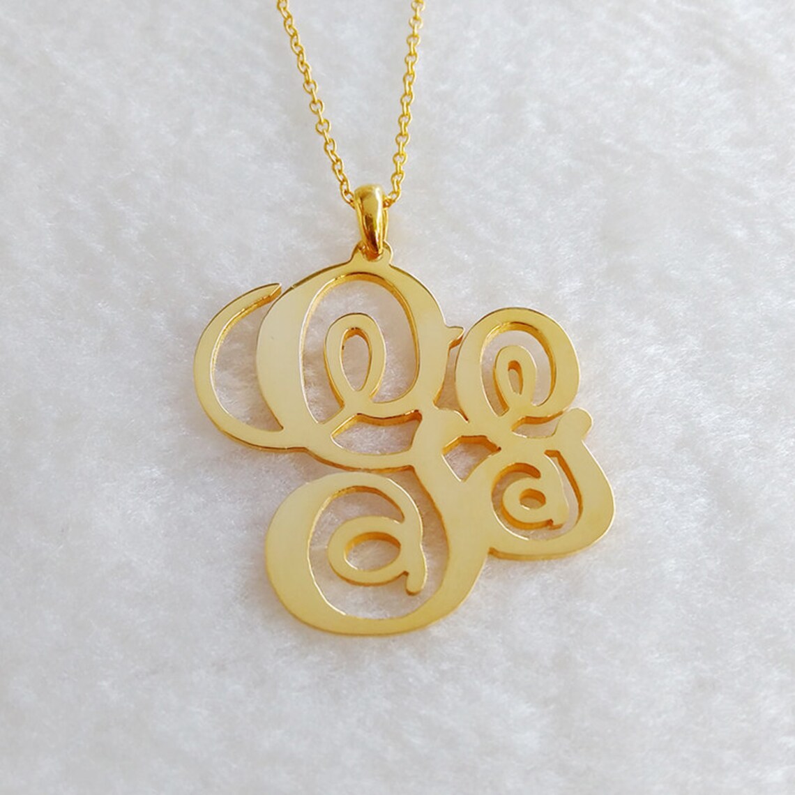 Two Initial Monogram Necklace,personalized Monogram Necklace,gold ...