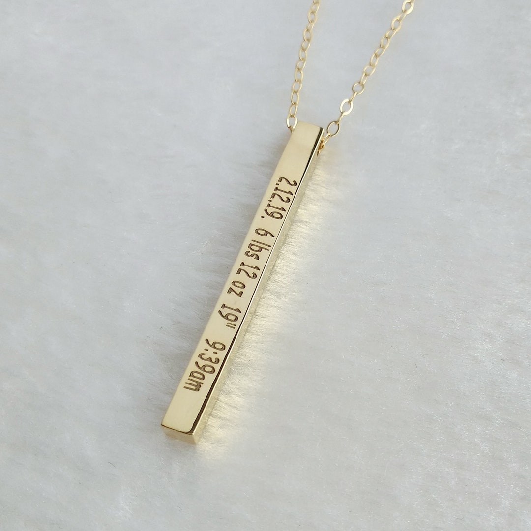 Birth Announcement Necklace,child’s Birth Information Necklace,custom ...