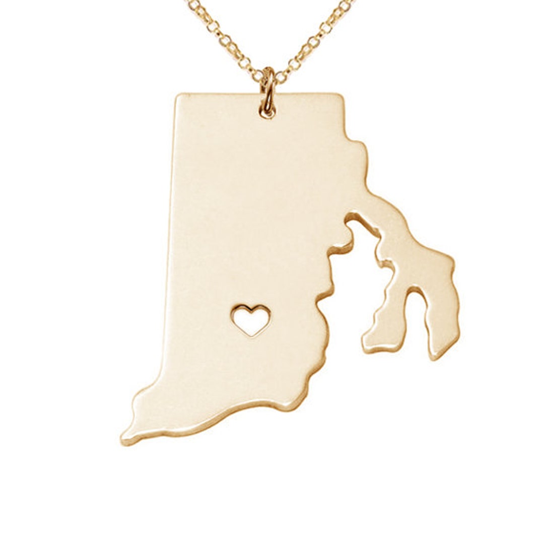 Gold RI State Necklace,rhode Island State Necklace,rhode Island State ...