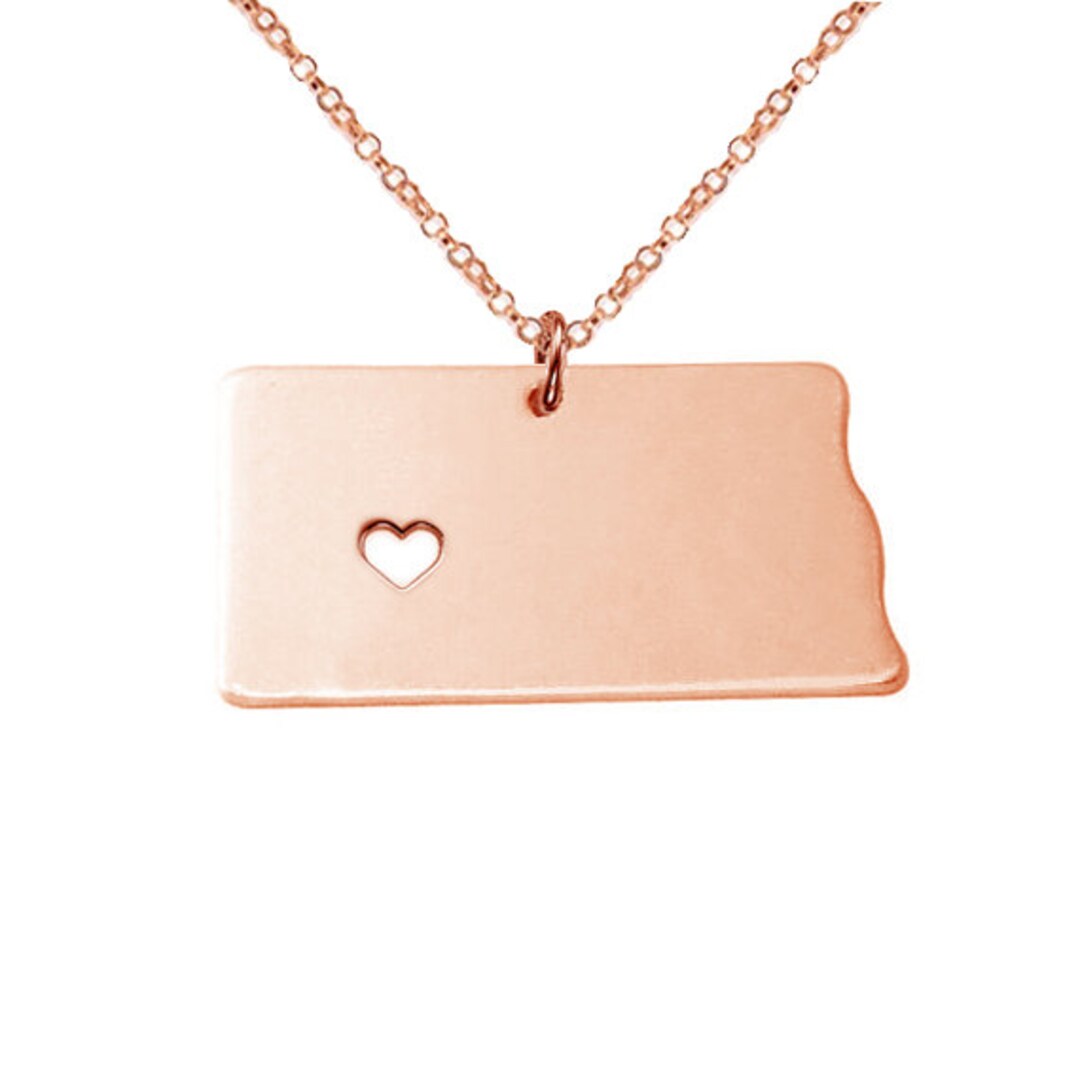 Rose Gold North Dakota Map State Charm,north Dakota State Necklace,nd ...