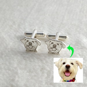 Custom Dog Portrait Cufflinks,dog Cufflinks,custom Pet Cufflinks Silver ...