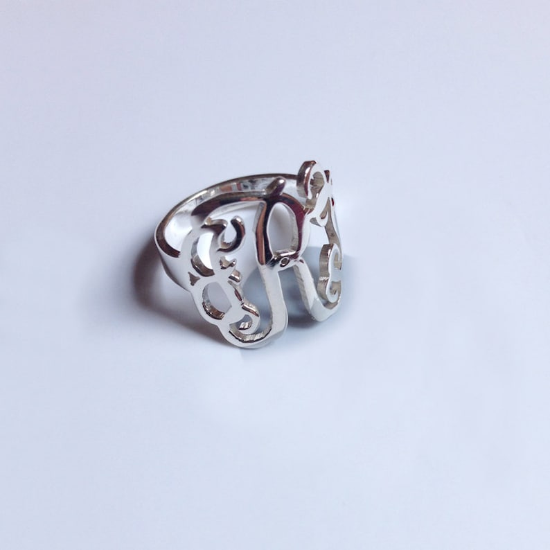 Gold Monogram Ring,3 Initial Monogram Ring,personalized Name Ring ...