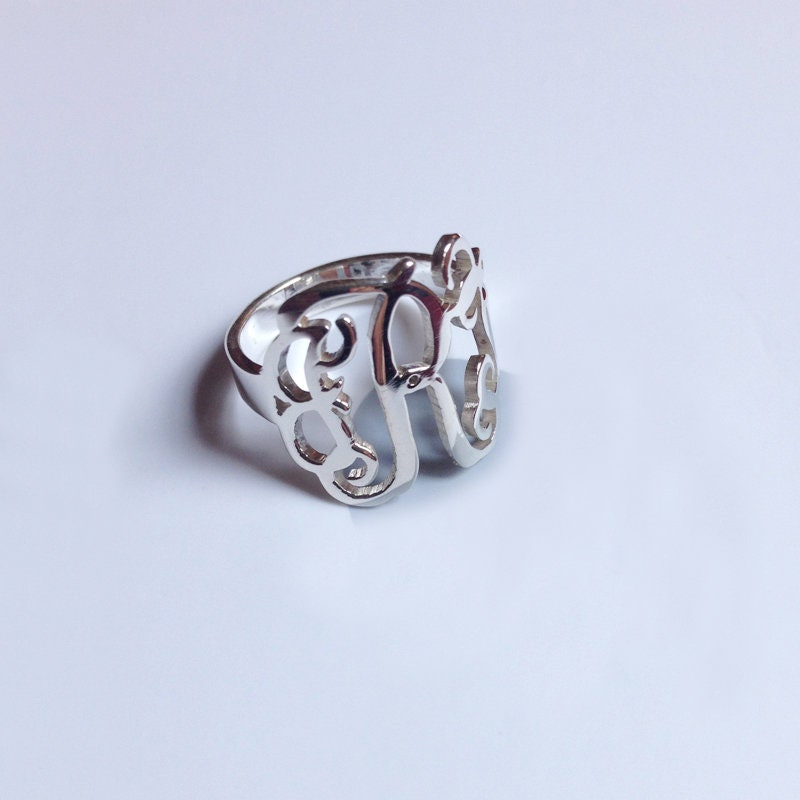Gold Monogram Ring,3 Initial Monogram Ring,personalized Name Ring ...