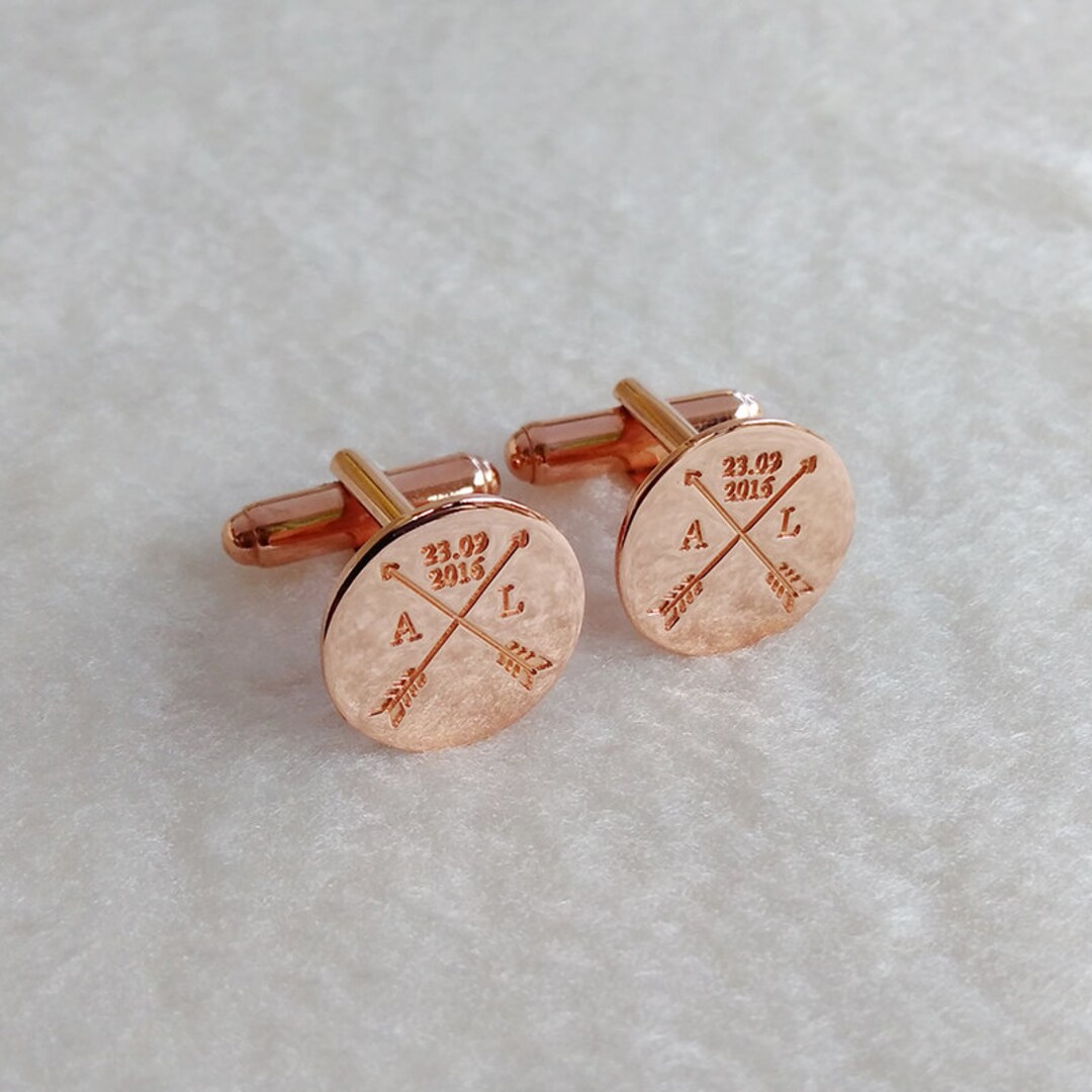 Crossed Arrows Wedding Cufflinks,arrows Date and Initials Cufflinks ...