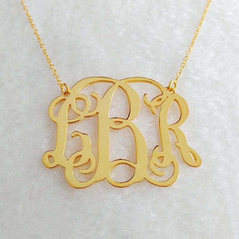 Gold Monogram NecklaceGold Monogram Initial | Etsy