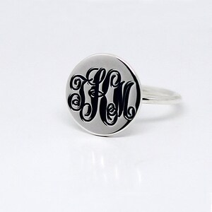 Engraved Monogram Ring,silver Name Ring,initial Monogram Ring,personalized Monogram Ring ...